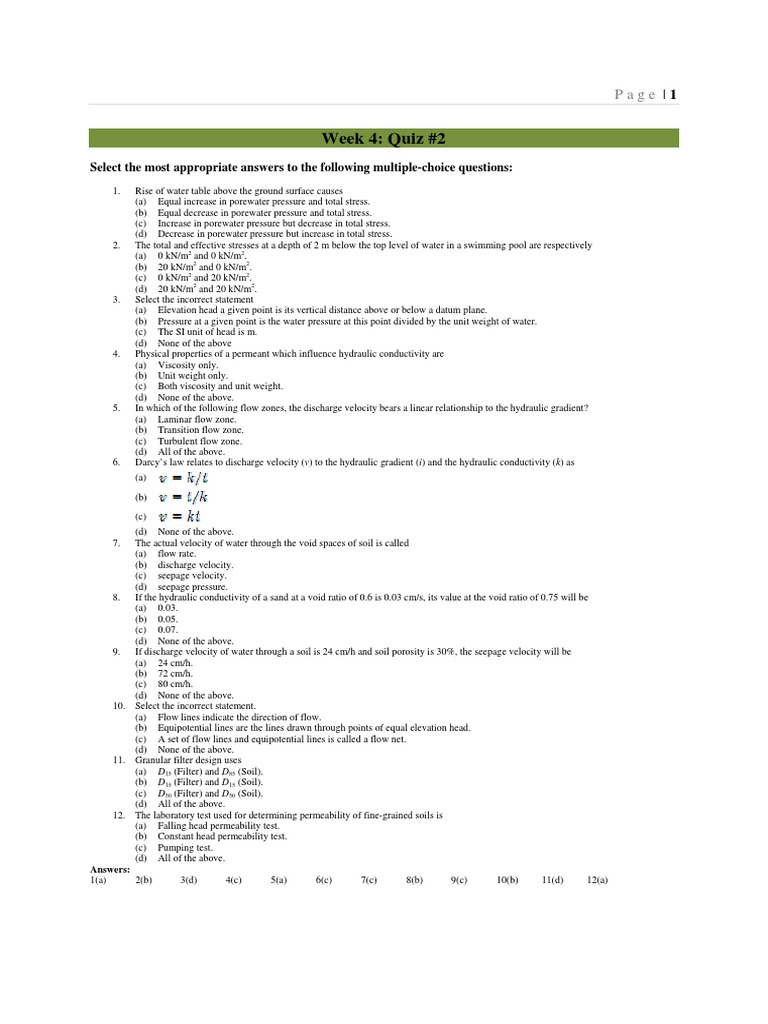Week 4: Quiz #2: Select The Most Appropriate Answers To The Following ...