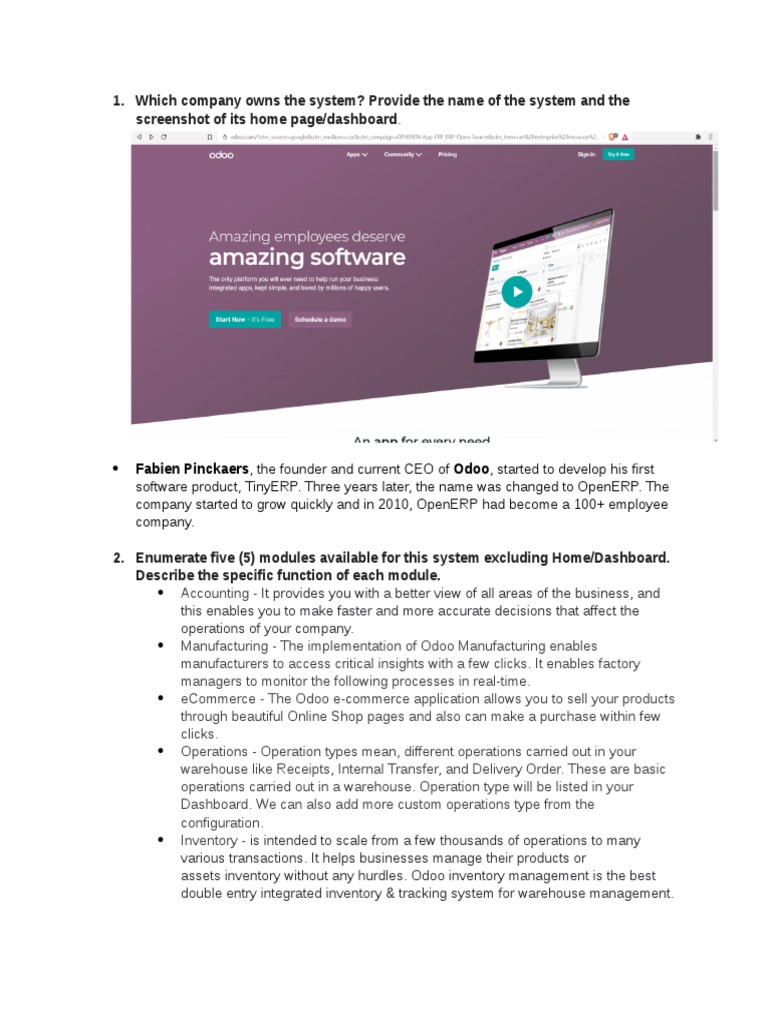 Which Company Owns The System? Provide The Name of The System and The Screenshot of Its Home ...