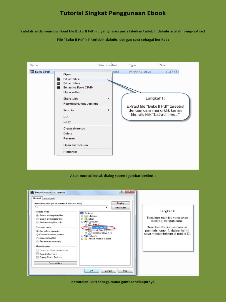 Tutorial singkat penggunaan ebook | PDF