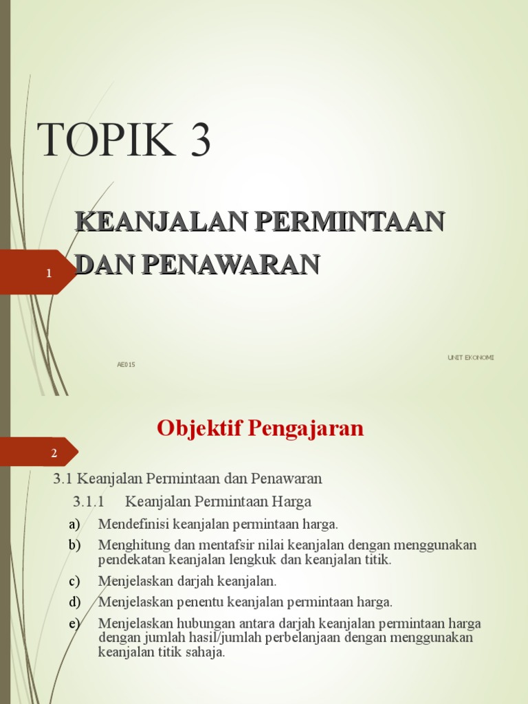 Topik 3 Keanjalan Permintaan Dan Penawaran | PDF