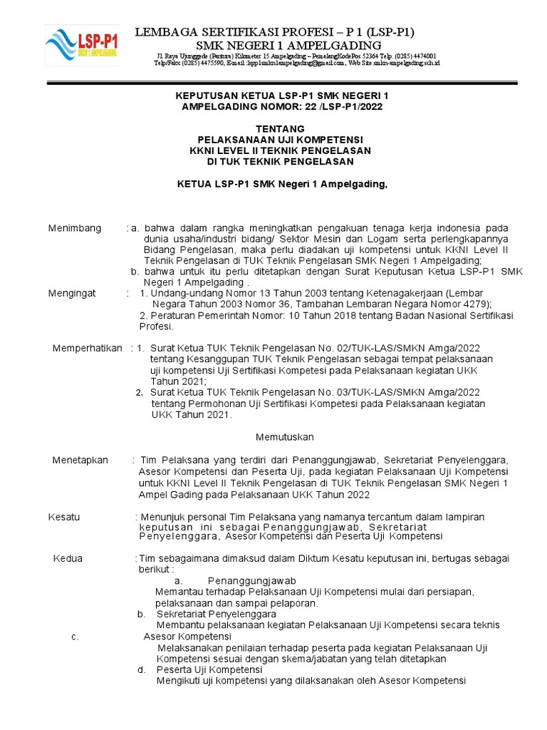 Surat Tugas LSP LAS 2 | PDF