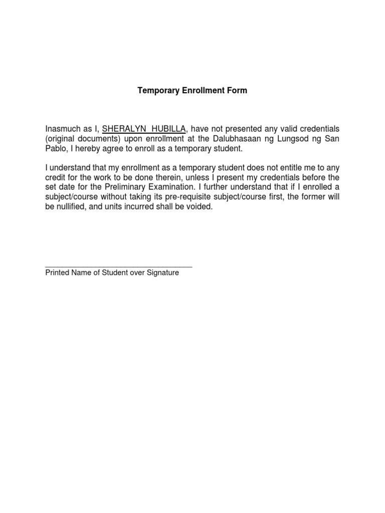 Enrollment Form PDF | PDF