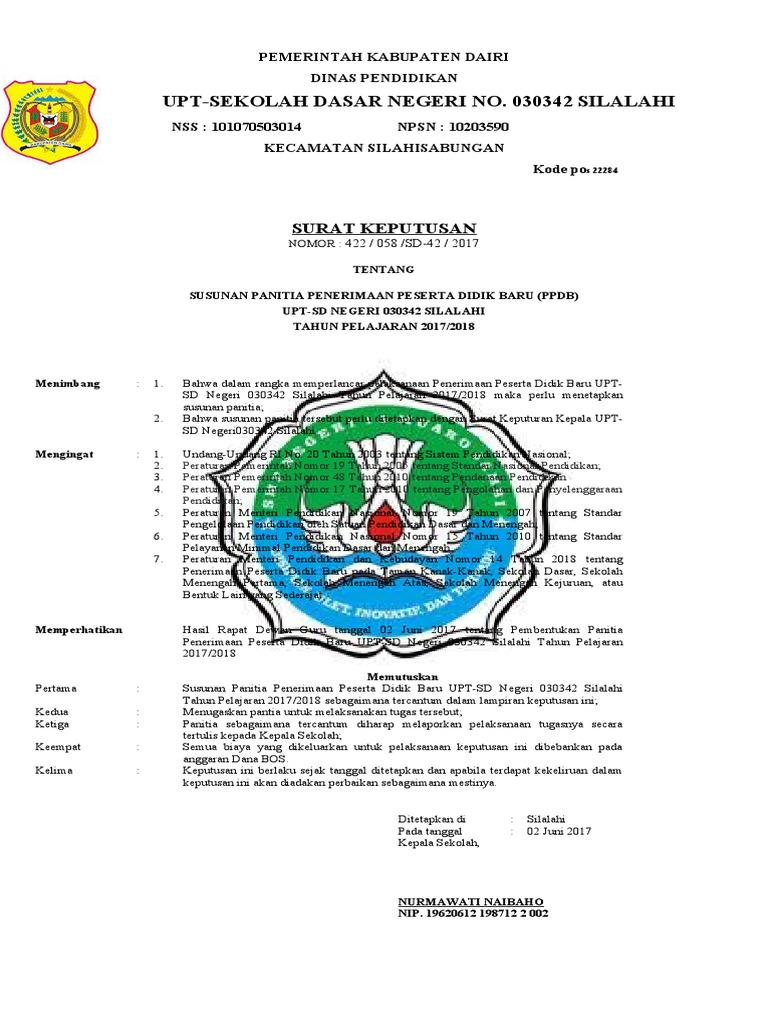 SK PPDB Tp. 2017-2018 | PDF