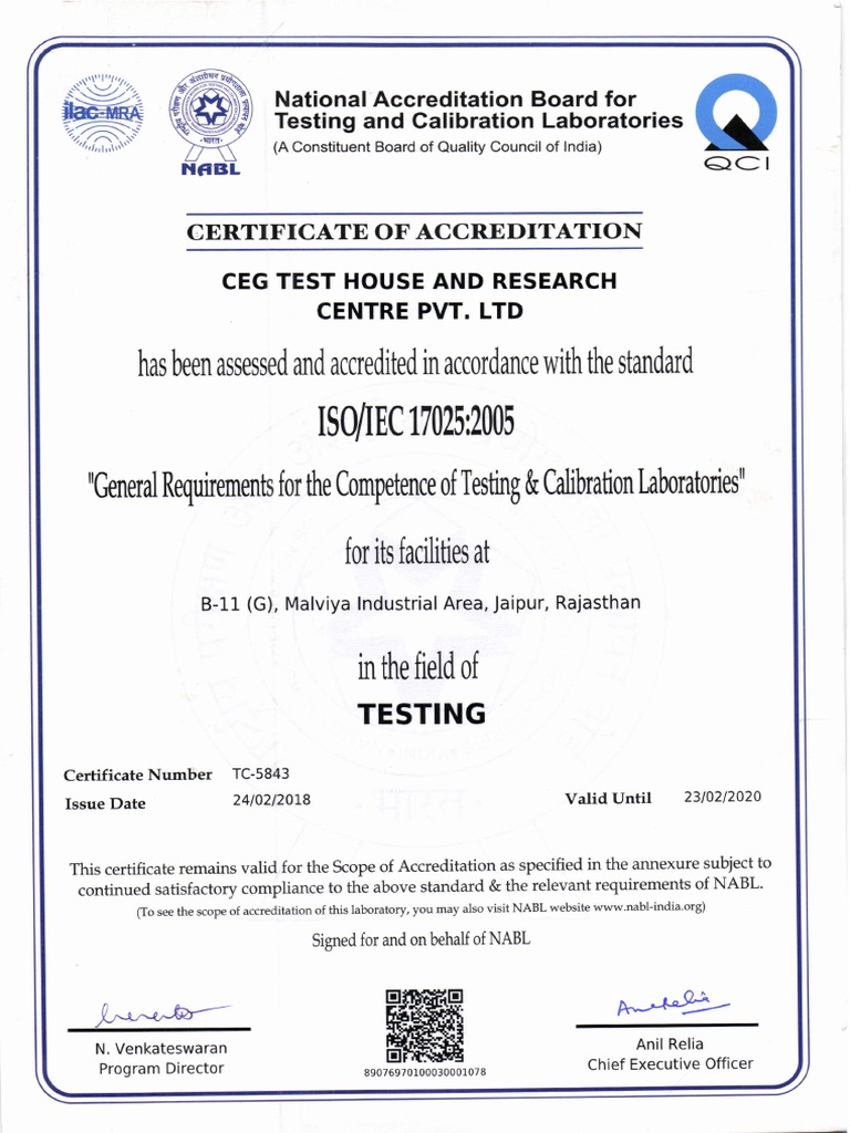 NABL Certificate & Scope | PDF | Concrete | Brick
