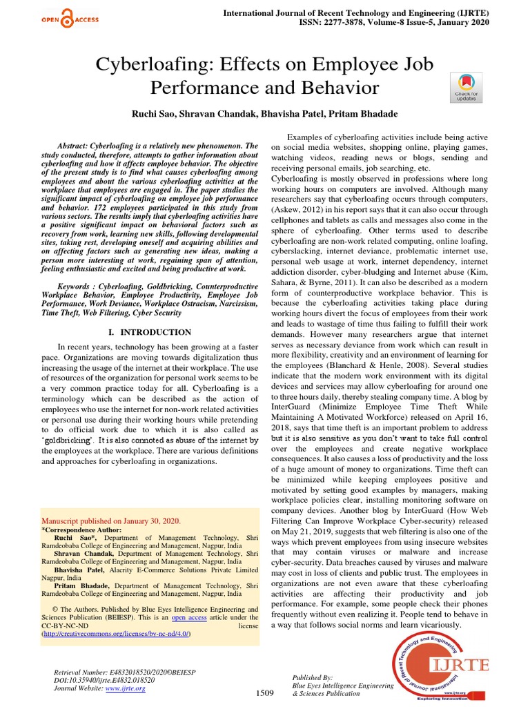 Cyberloafing: Effects On Employee Job Performance and Behavior | PDF ...