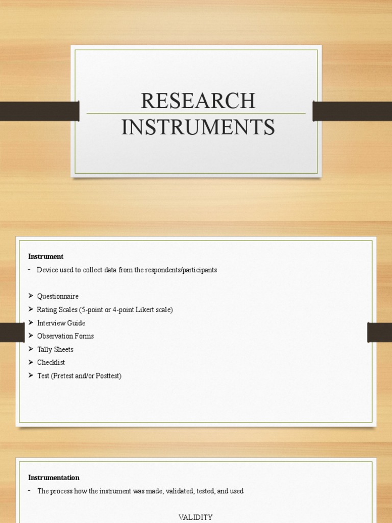 Research Instruments Presentation | PDF