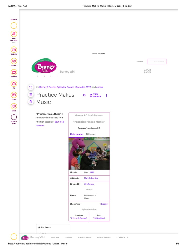 Practice Makes Music - Barney Wiki - Fandom | PDF | Fandom | Entertainment