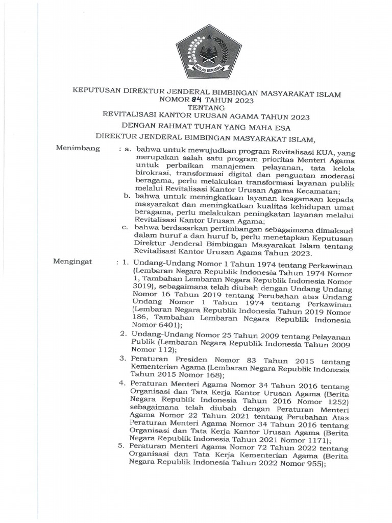 SK Revitalisasi Kua 2023 | PDF