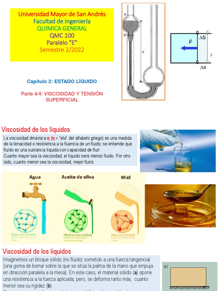 CAP 2 ESTADO LIQUIDO. Parte 4 Viscosidad y Tensión Superficial | PDF | Viscosidad | Movimiento ...
