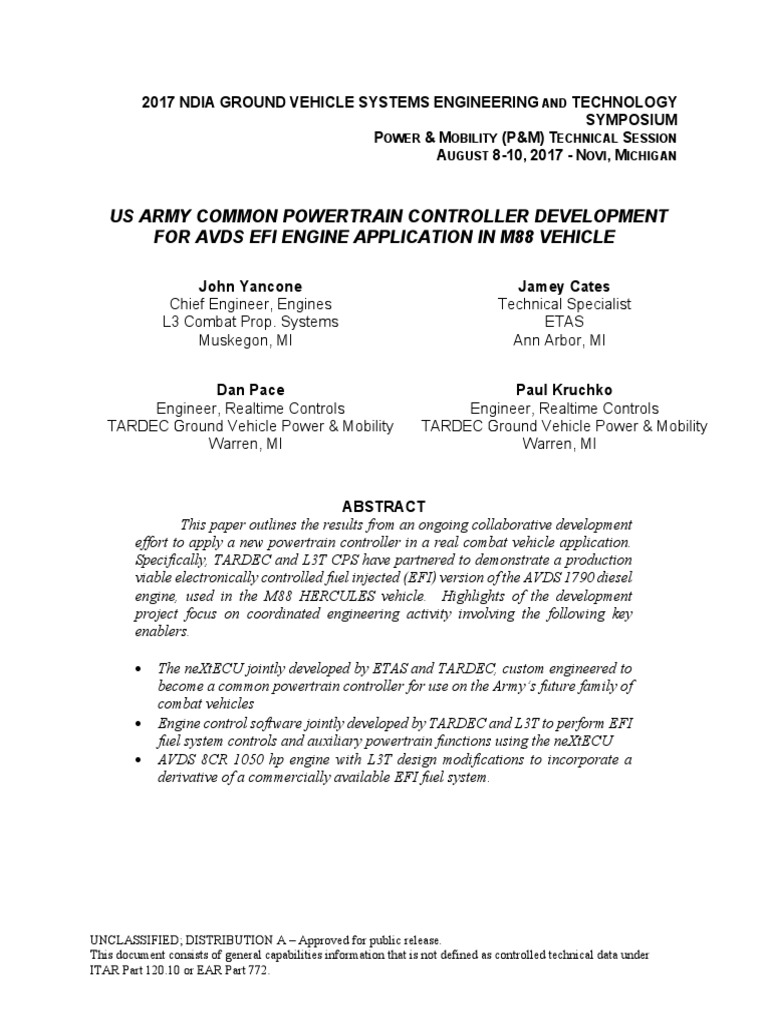 Us Army Common Powertrain Controller Dev | PDF | Fuel Injection ...