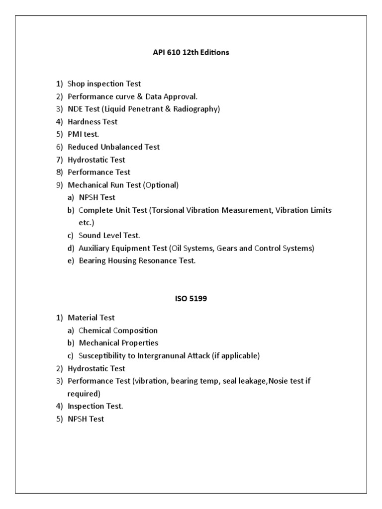 API 610 12th Editions | PDF