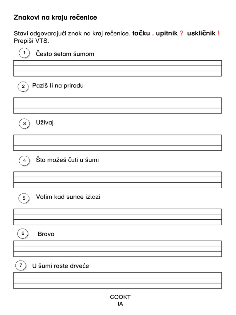 1.A HJ Znakovi Na Kraju Recenice PDF | PDF
