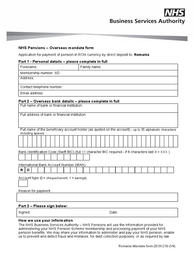 Romania Mandate Form-20191216 - (V4) | PDF