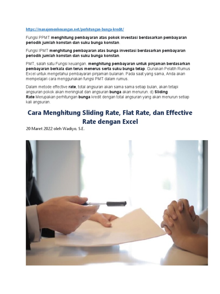 Perhitungan Bunga Kredit dengan Excel | PDF