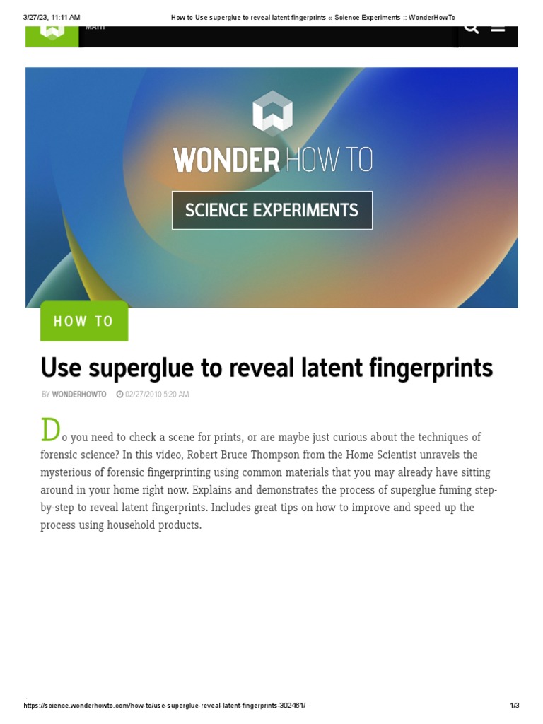 How To Use Superglue To Reveal Latent Fingerprints Science Experiments - WonderHowTo | PDF | Ios ...
