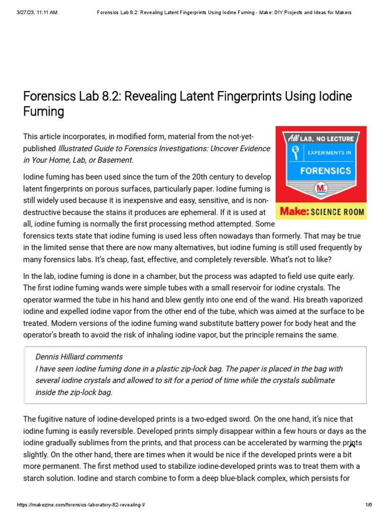 Forensics Lab 8.2 - Revealing Latent Fingerprints Using Iodine Fuming ...