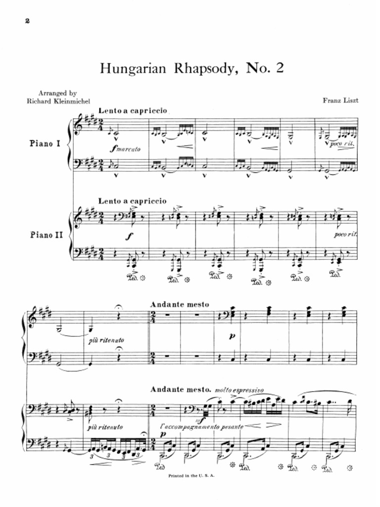 Hungarian Rhapsody No.2 (Liszt, Franz) | PDF