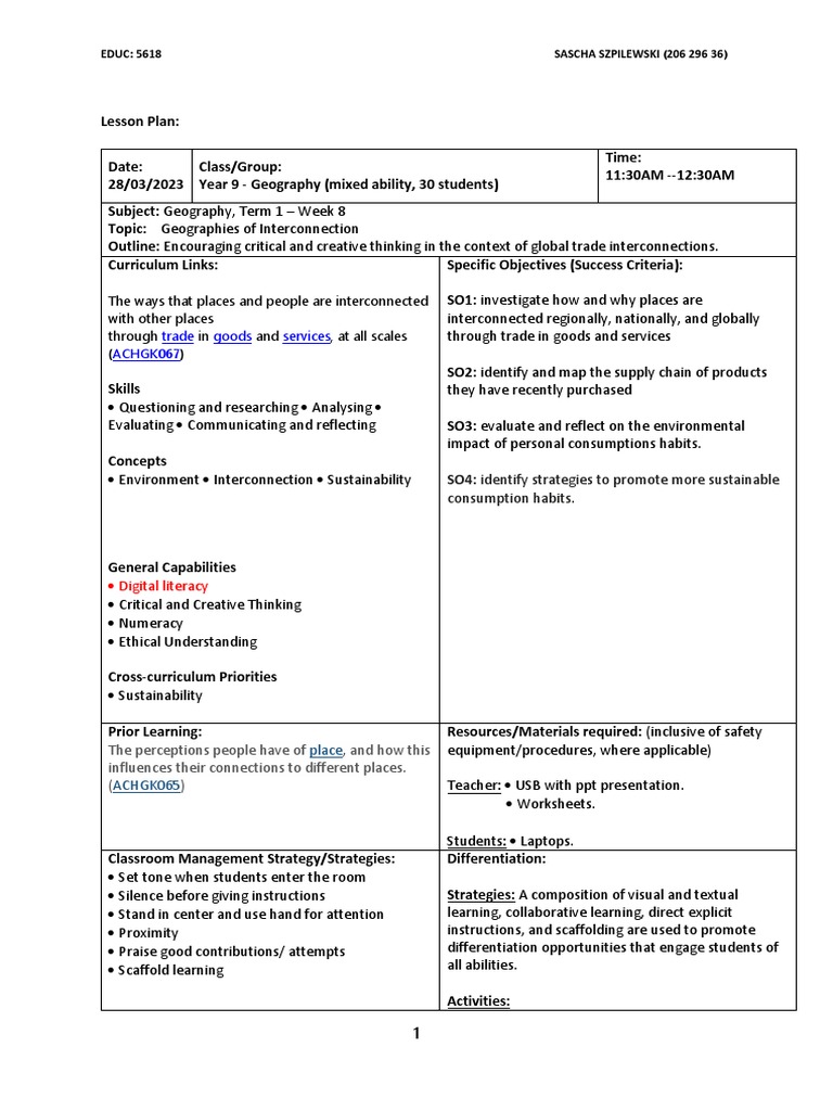 Lesson Plan - Embedding Digital Literacy | PDF | Lesson Plan | Learning
