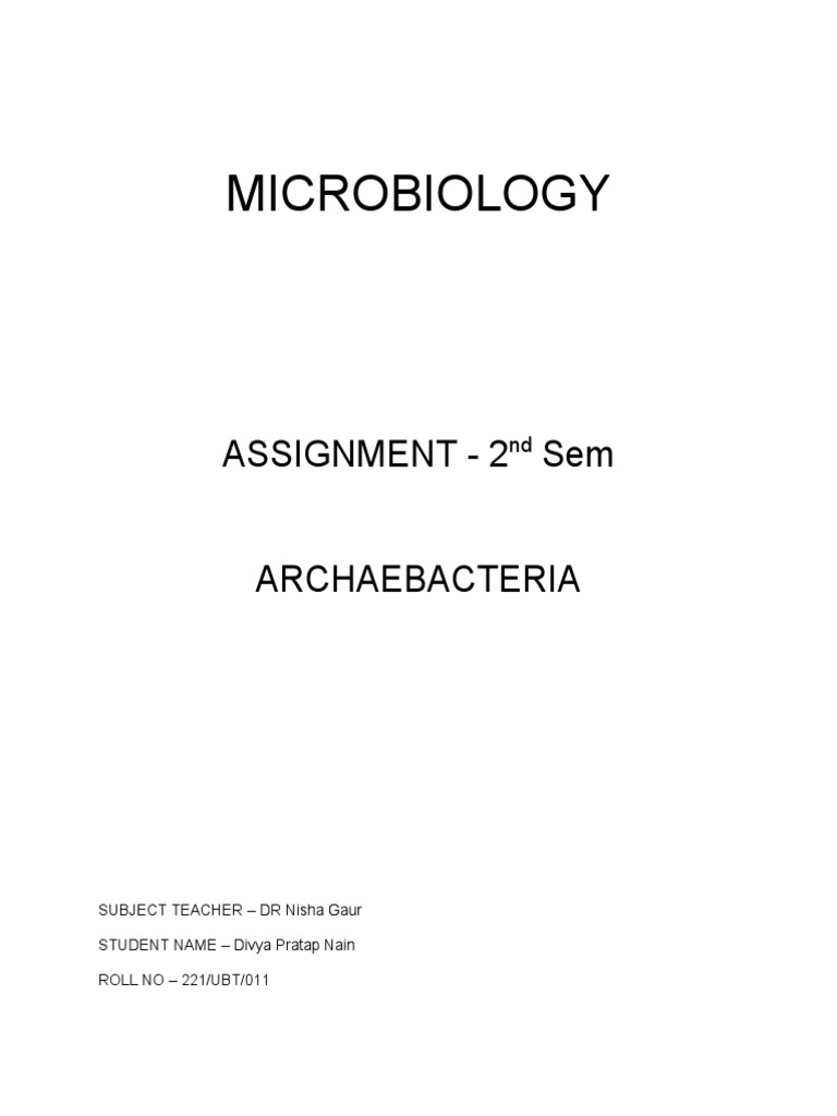 Microbiology: Assignment - 2 Sem Archaebacteria | PDF
