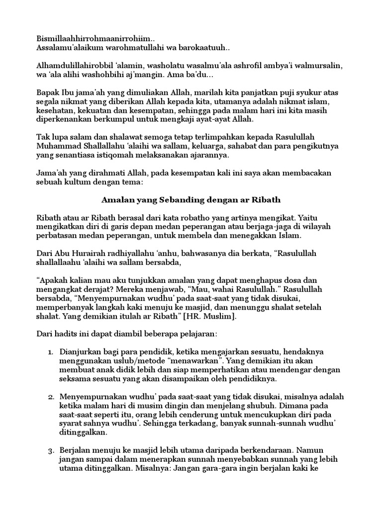 Amalan Yang Sebanding Dengan Ar Ribath | PDF