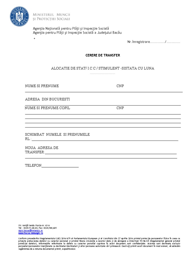 Cerere de Transfer Alocatie PDF | PDF
