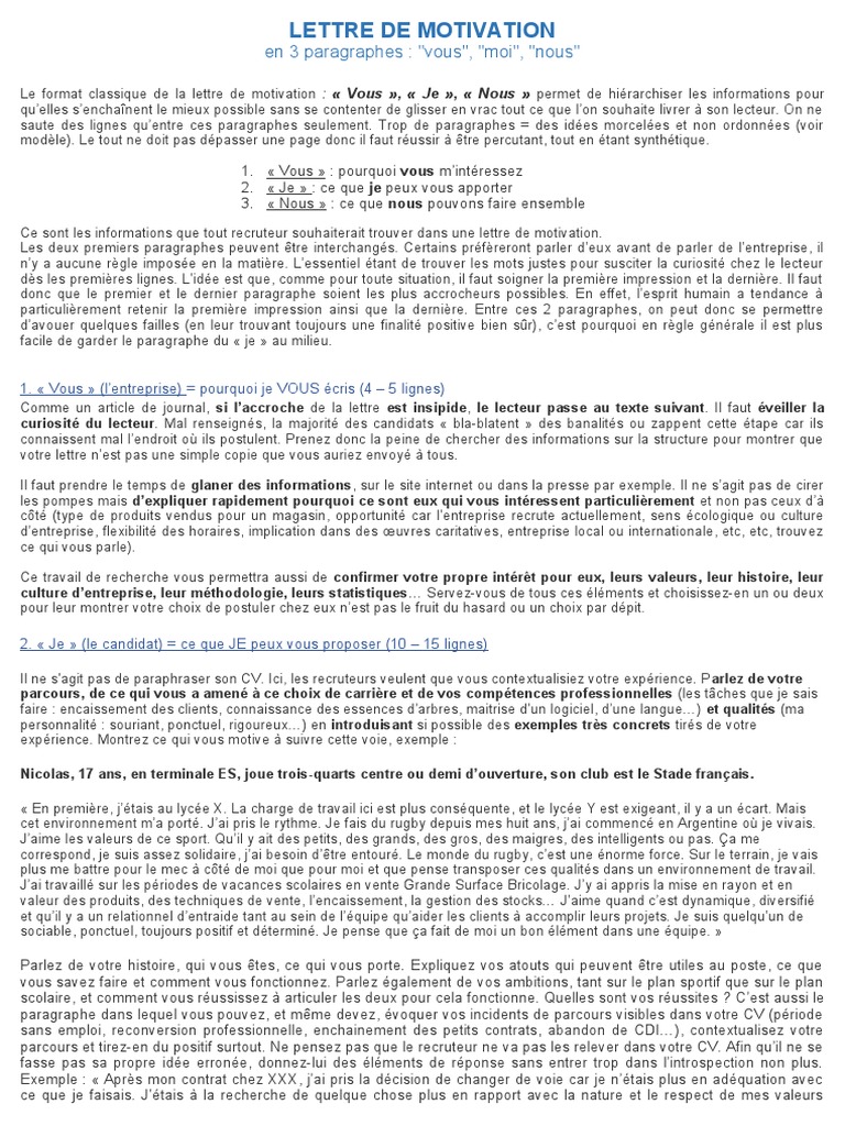 Structurer sa lettre de motivation | PDF | Motivation | Motivant