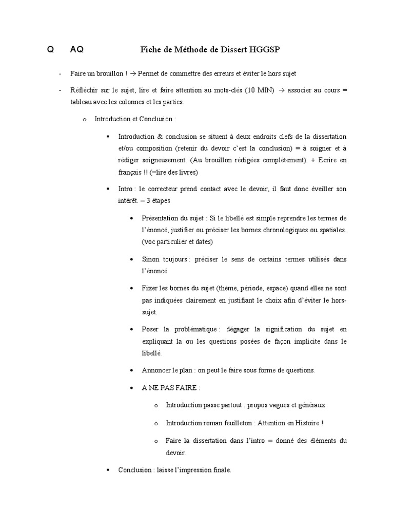 Fiche de Méthode de Dissert HGGSP | PDF | Preuve mathématique