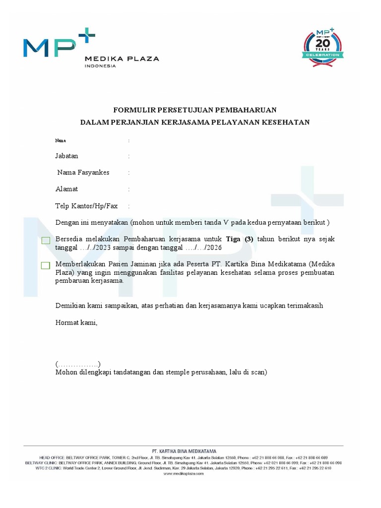 Draft Formulir Persetujuan Pembaharuan | PDF