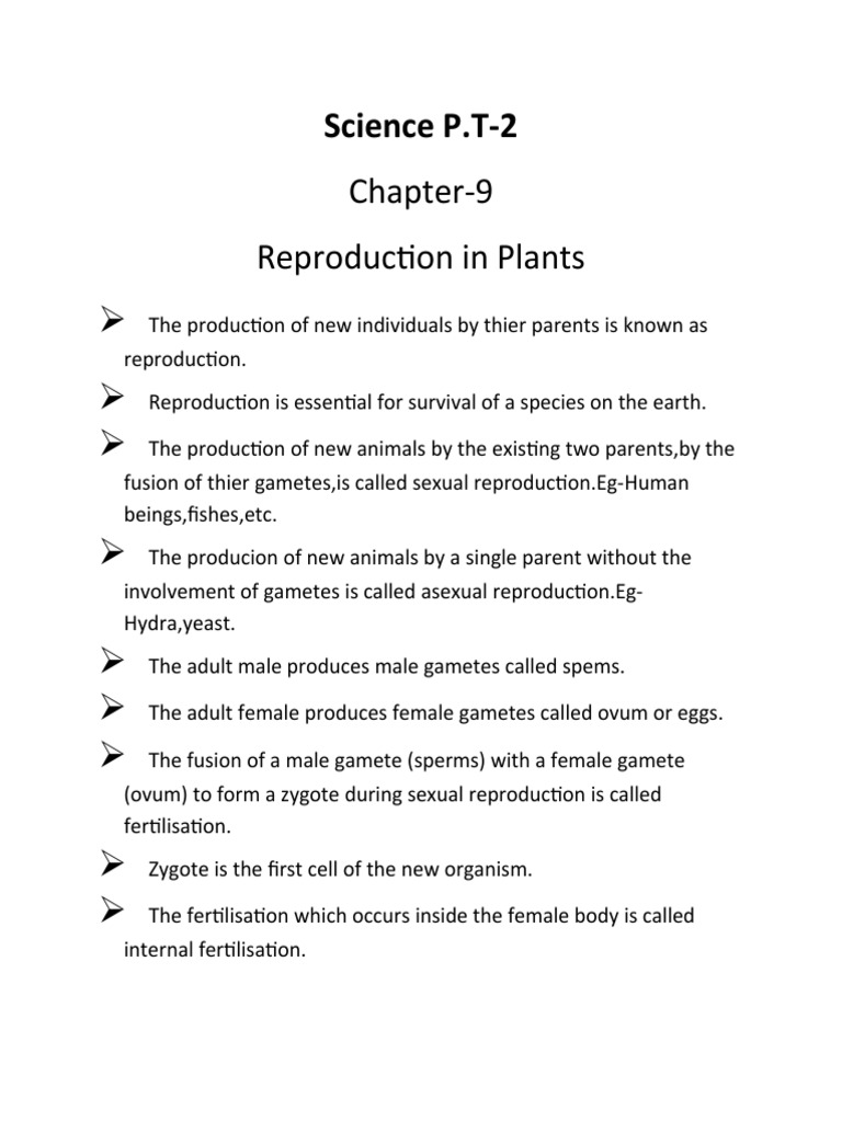 Chapter 9 Notes Pdf Fertilisation Sexual Reproduction 