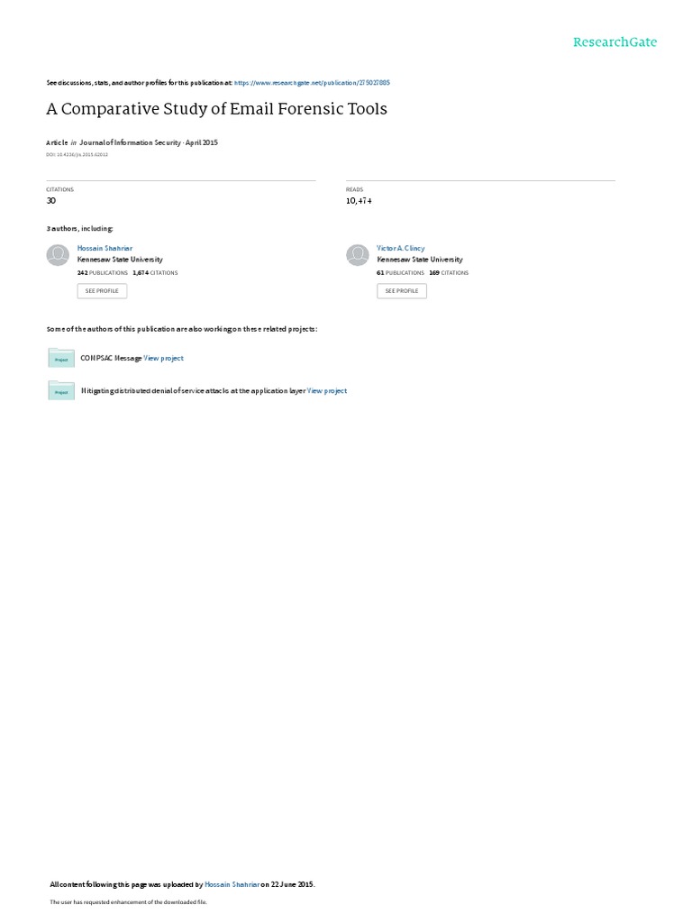 A Comparative Study of Email Forensic Tools: Journal of Information ...