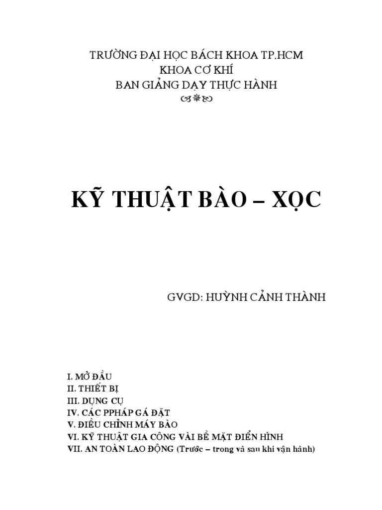 Kyõ Thuaät Baøo - Xoïc: Tröôøng Ñaïi Hoïc Baùch Khoa TP - HCM Khoa Cô ...