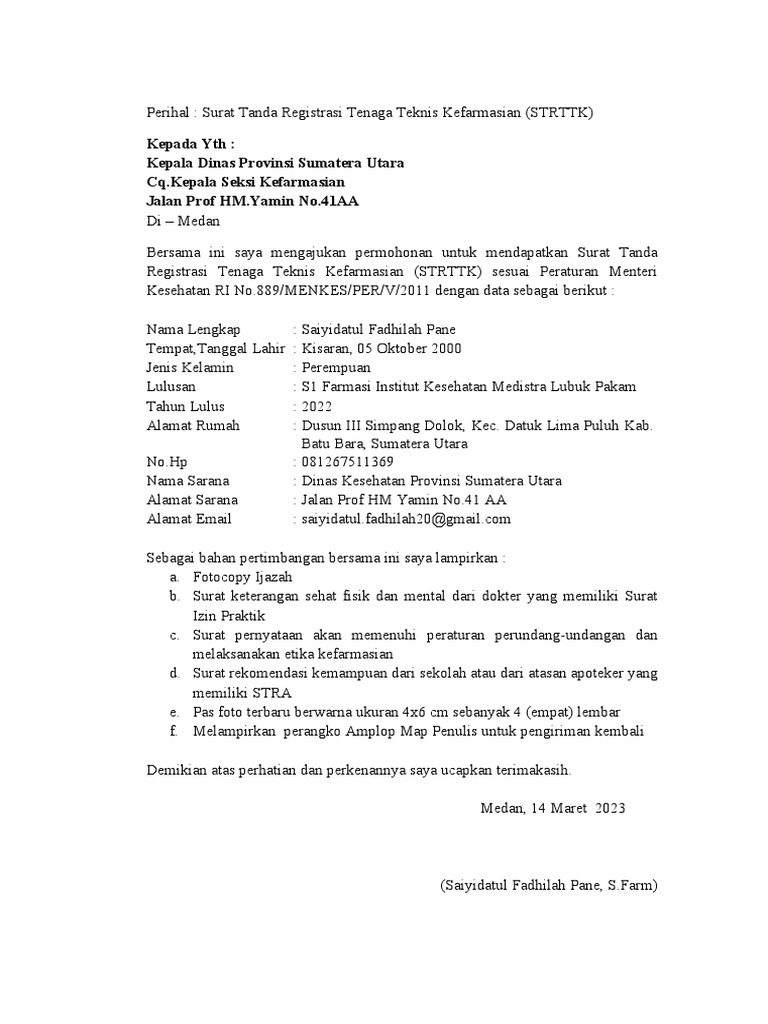 Surat Untuk STR Fix | PDF