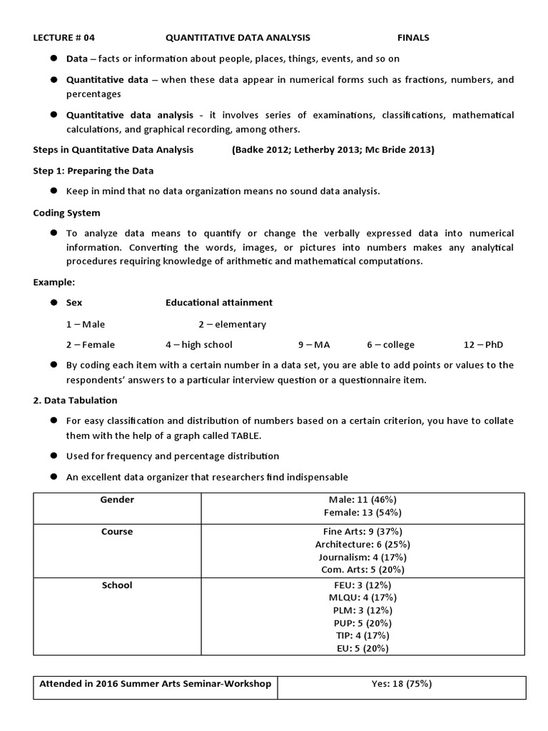 Lecture 4 Finals Quantitative Data Analysis | PDF | Statistics ...