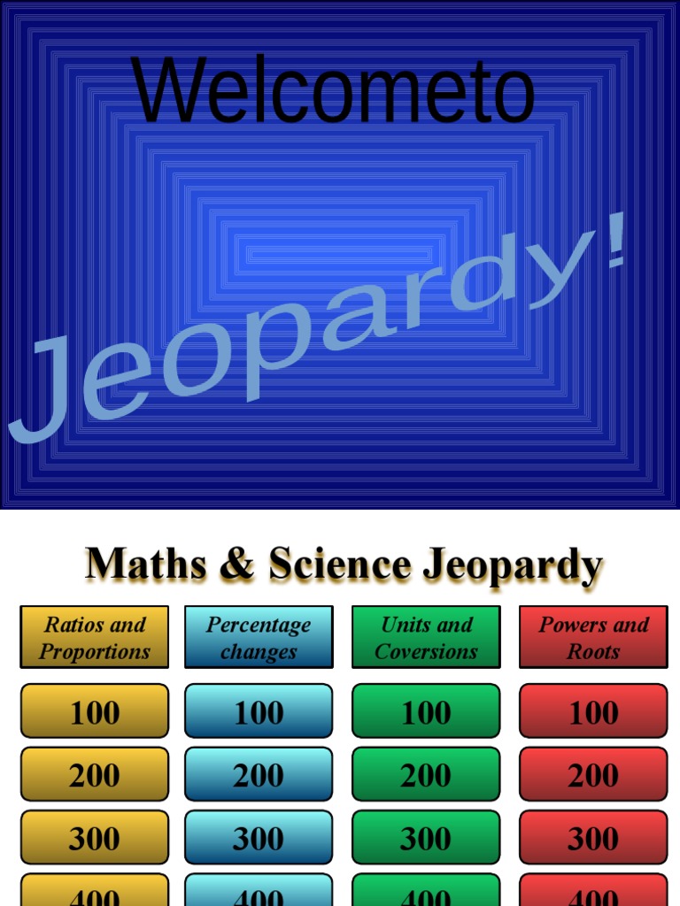 Week 14 - Game - Jeopardy (Math Review) | PDF | Ratio | Arithmetic