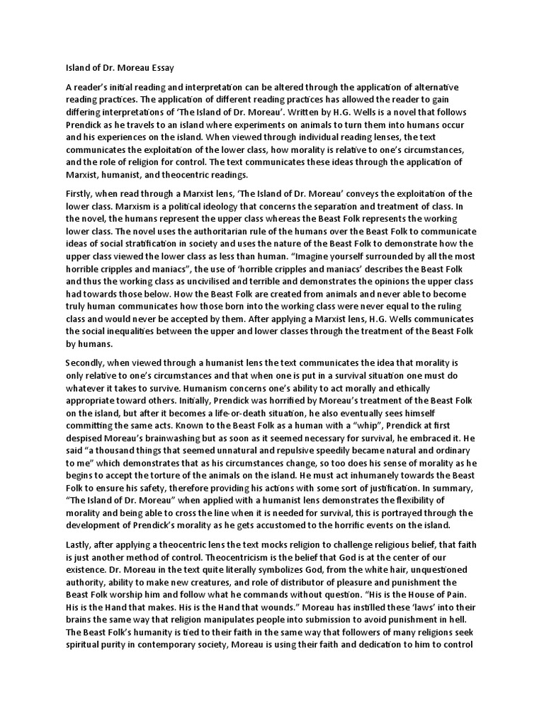 Island of DR Moreau | PDF | Humanism | Morality