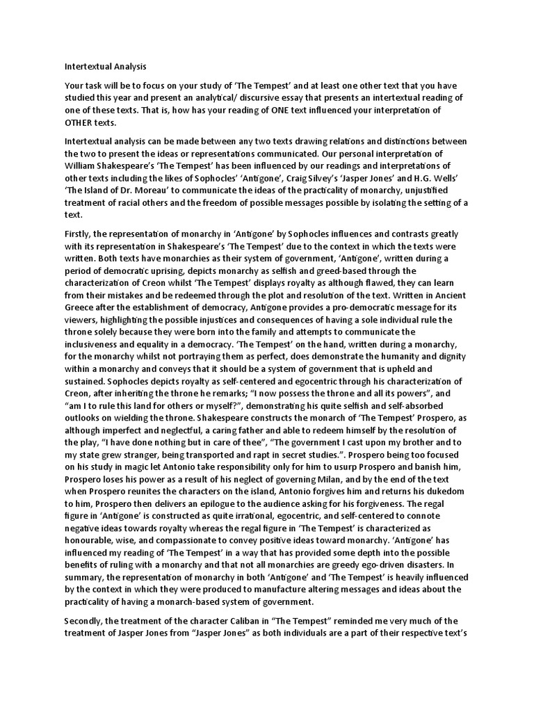 Intertextual Analysis | PDF | The Tempest