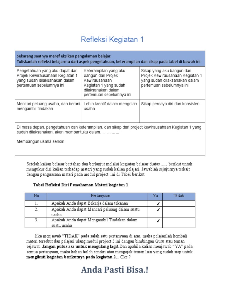 Refleksi Kegiatan 1 | PDF