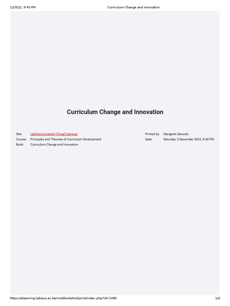 Curriculum Change and Innovation | PDF | Curriculum | Communication