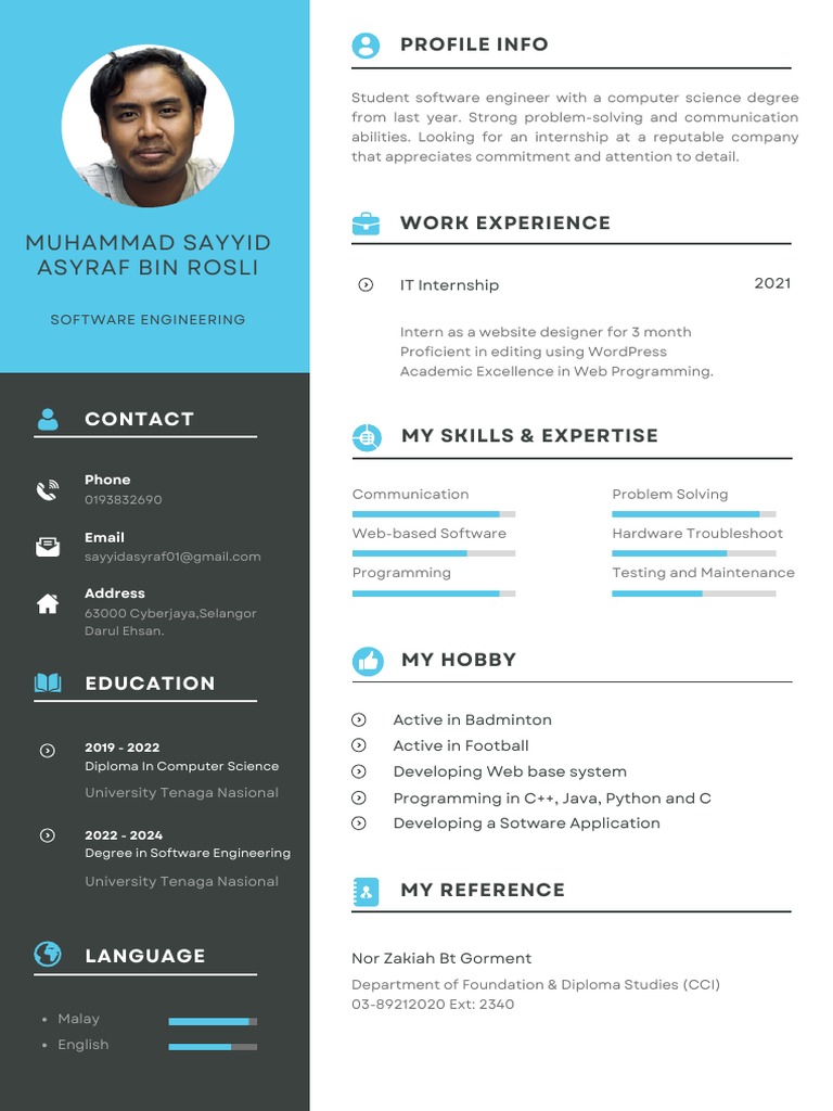 Muhammad Sayyid Asyraf Bin Rosli Resume | PDF