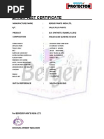 Batch Test Certificate: For Berger Paints India LTD | PDF