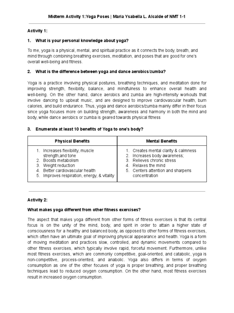 Midterm Activity 1 - Yoga Poses | PDF | Physical Fitness | Pregnancy