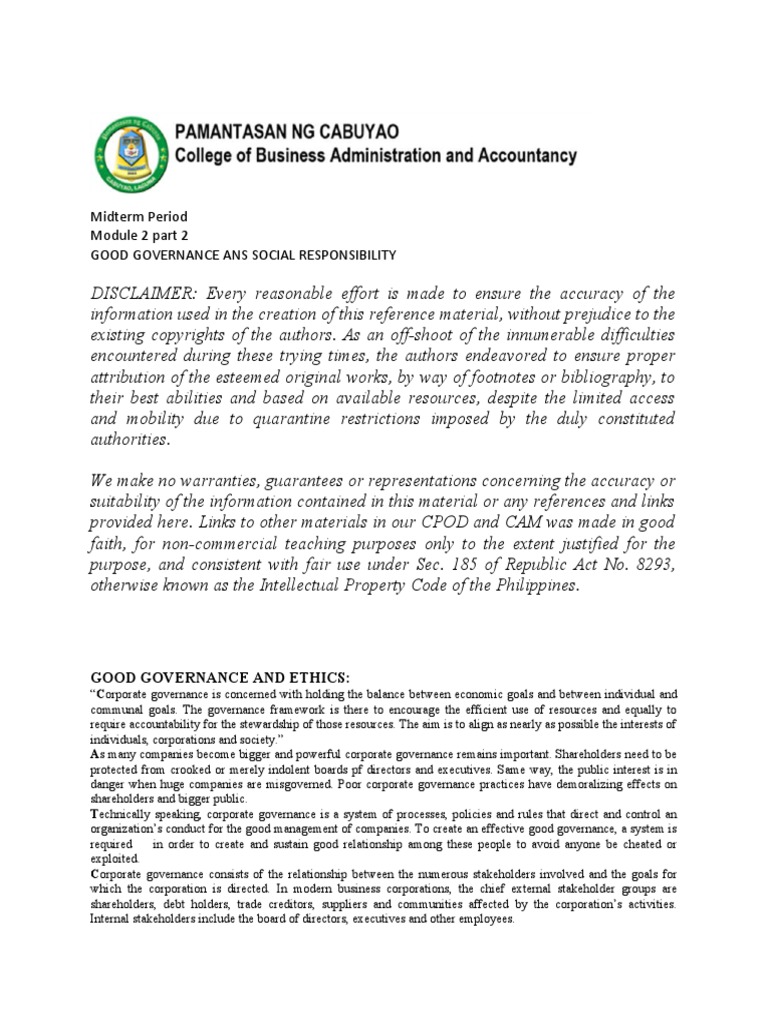 Module 2 Part 2 Midterm Outline (20230328132321) | PDF | Corporate ...