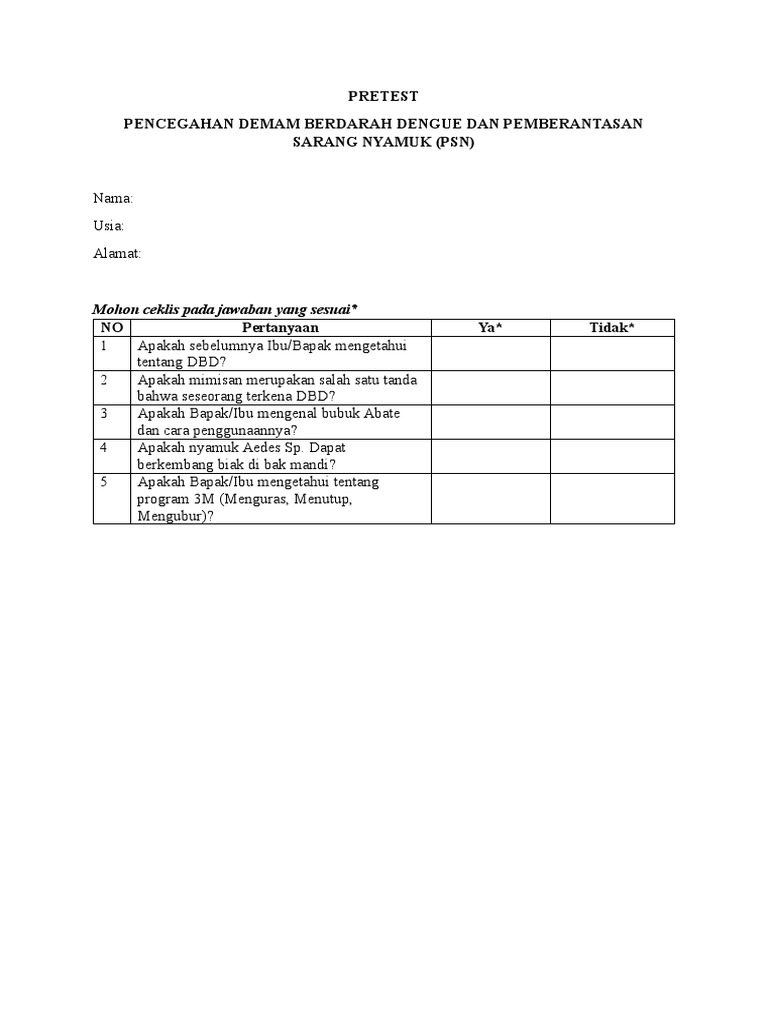 Pretest Posttest | PDF | Pengembangan Diri