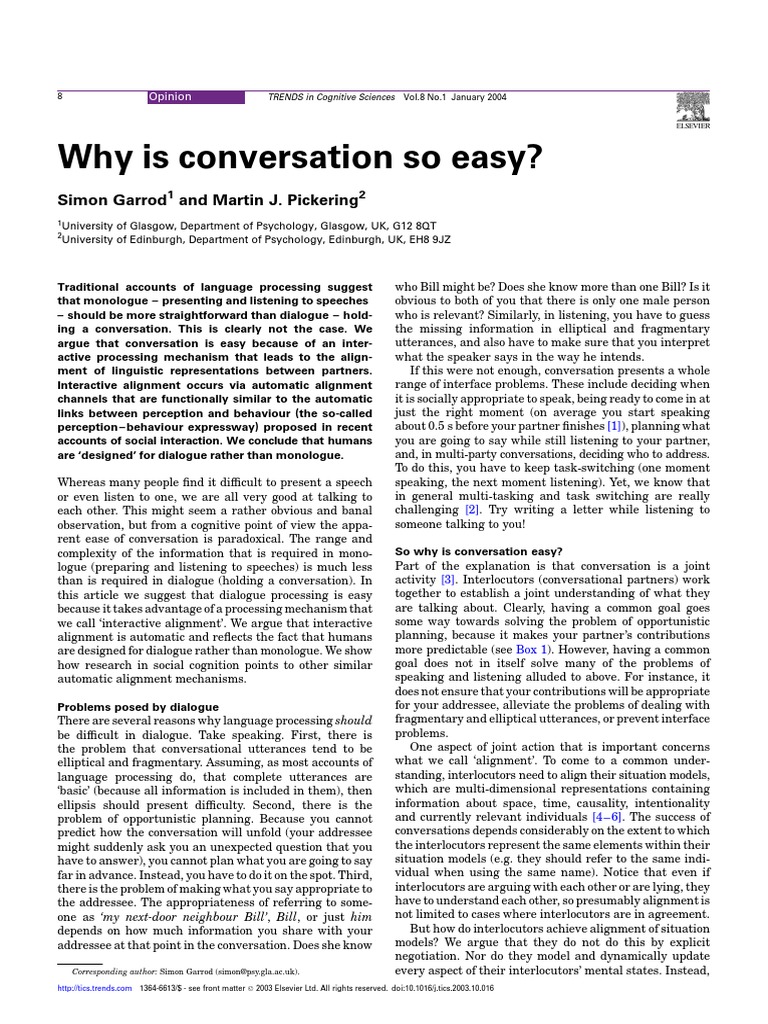 Why Is Conversation So Easy | PDF | Syntax | Speech