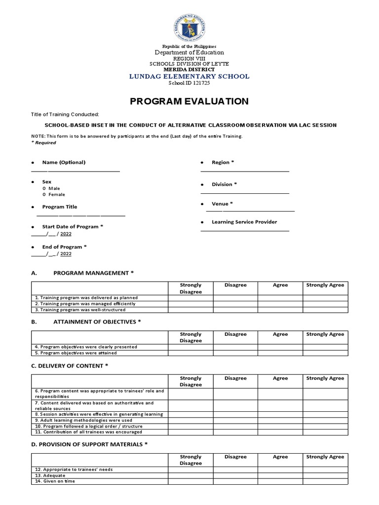 INSET Program Evaluation QAME | PDF | Learning
