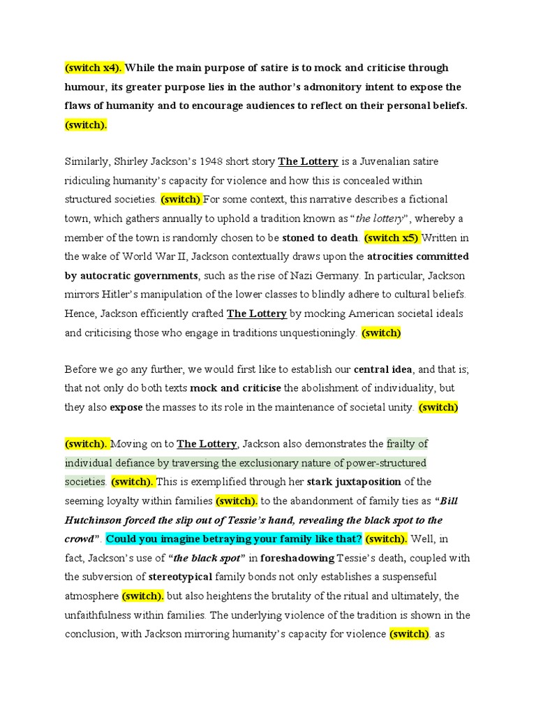 English Satire Assignment Script | PDF | Satire