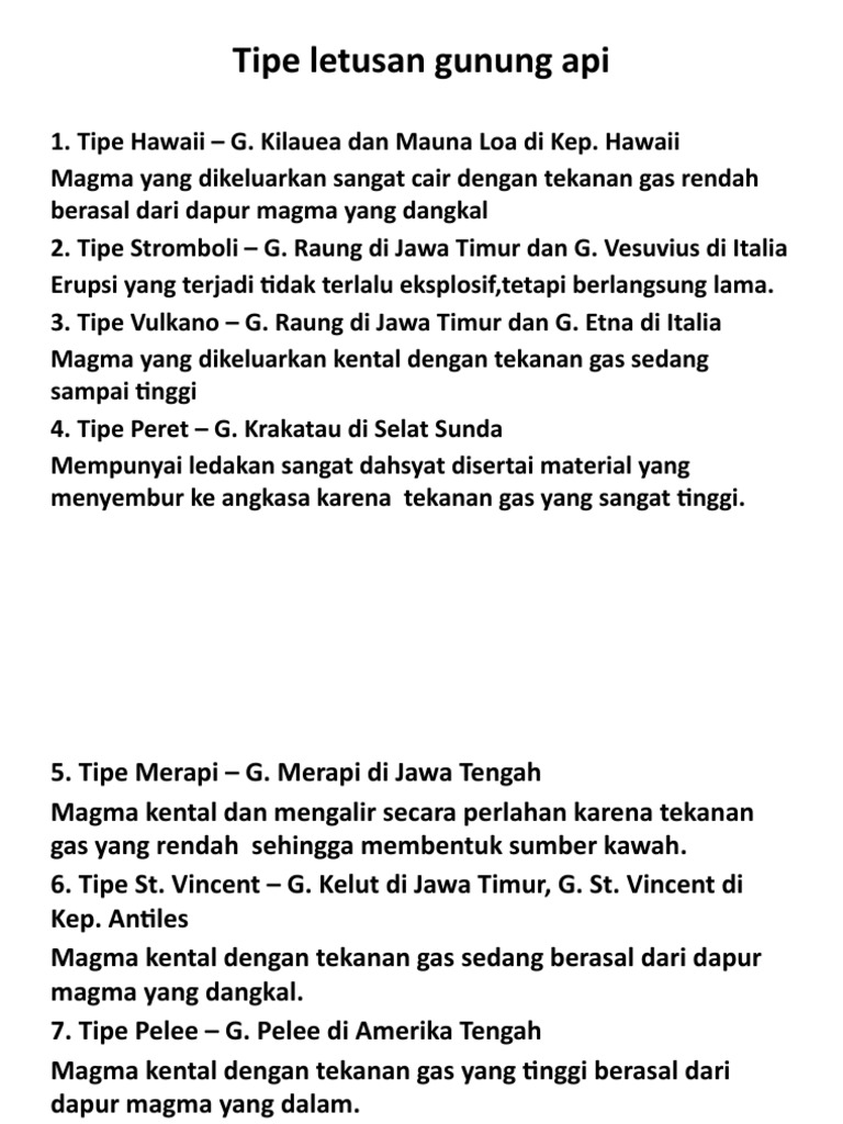 Tipe-Tipe Letusan Gunung Api | PDF | Sains & Matematika