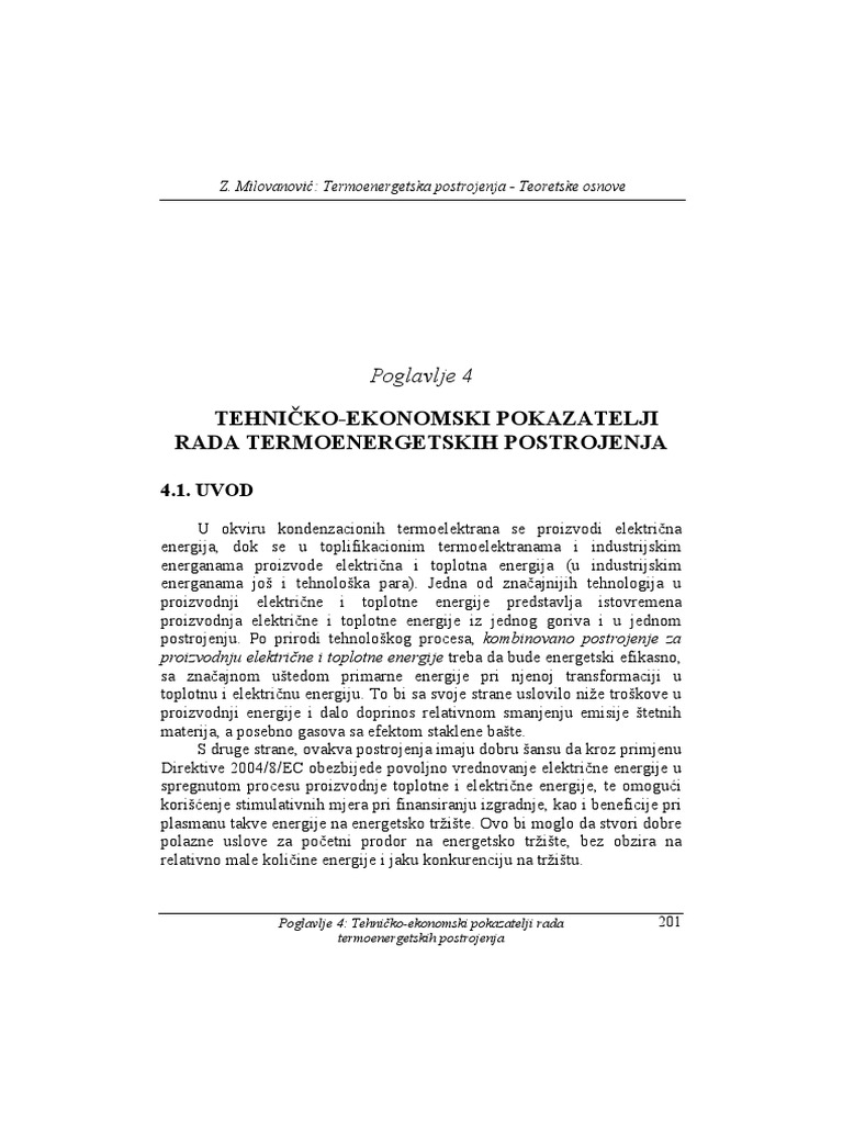 Tehničko-Ekonomski Pokazatelji Rada Termoenergetskih Postrojenja | PDF