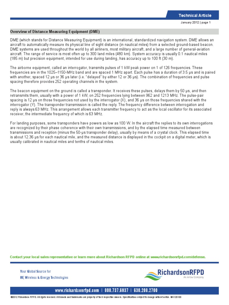Richardson RFPD - Avionics Distance Measuring Equipment DME Overview ...