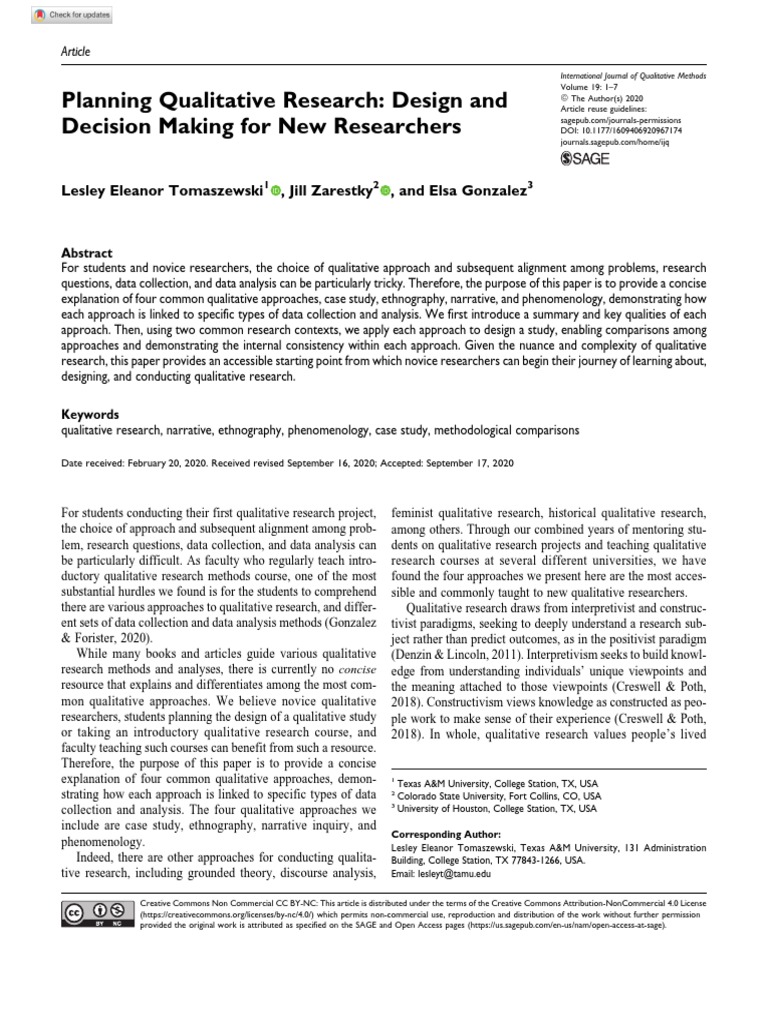 Planning Qualitative Research: Design and Decision Making For New ...